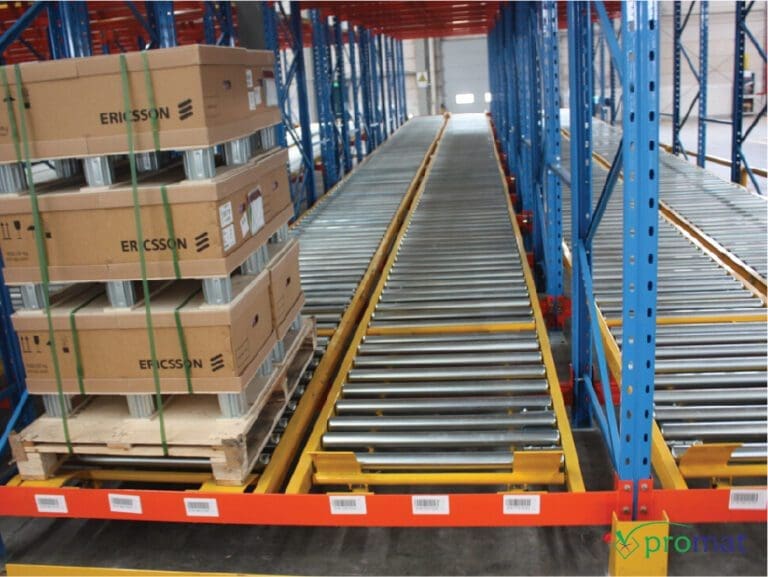 Kệ Con Lăn Pallet Flow Rack - Giá kệ sắt để hàng trượt con lăn.