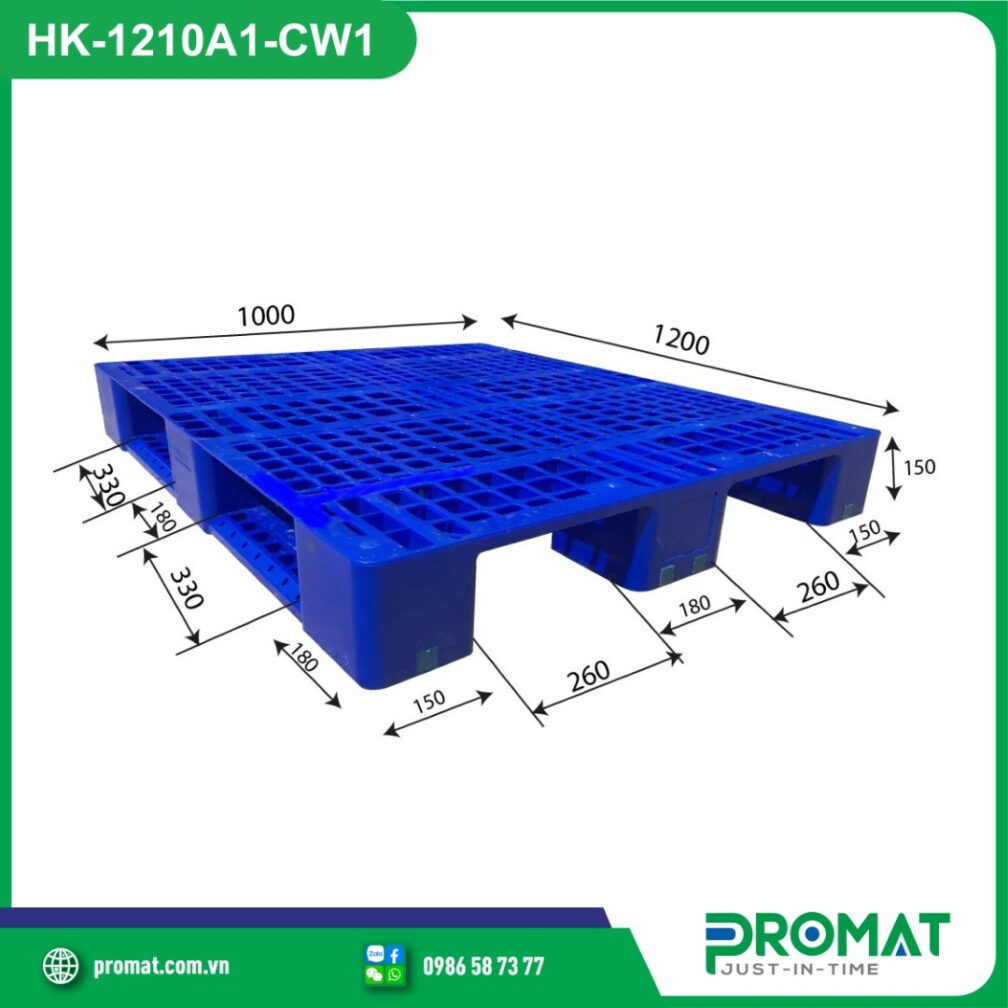Pallet nhựa 1200x1000x150mm ba chân