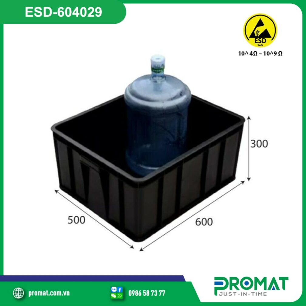 Thùng Nhựa Chống Tĩnh Điện 600x500x300mm ESD-605030