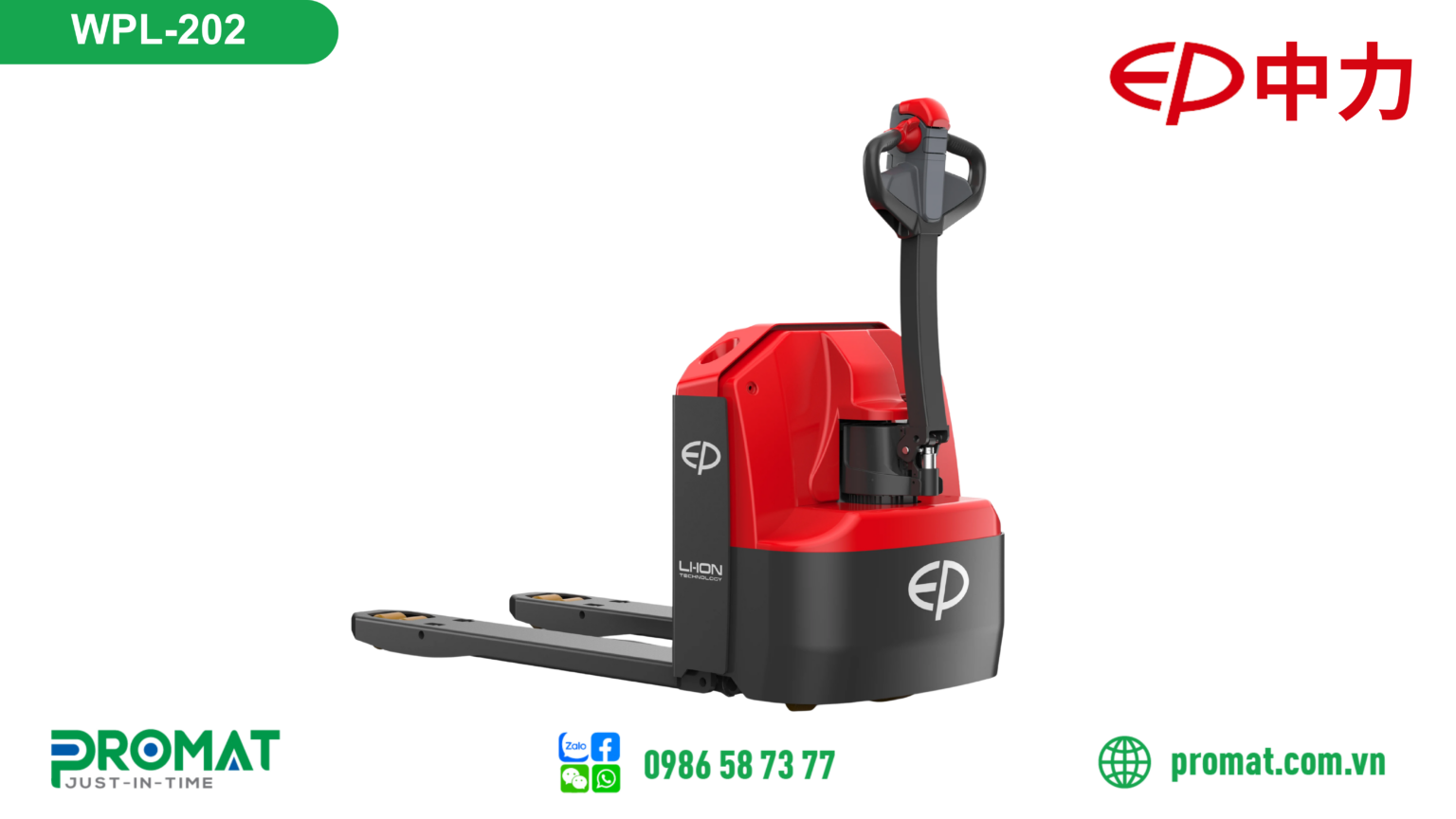 Xe nâng tay điện 2 tấn EP WPL-202 - Promat Việt Nam